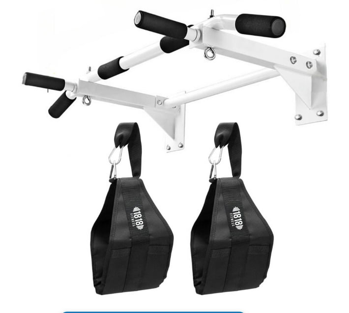 HOME GYM Pull Up Bar V2 - with Short Ab Swing - 1818 Fitness - White ...