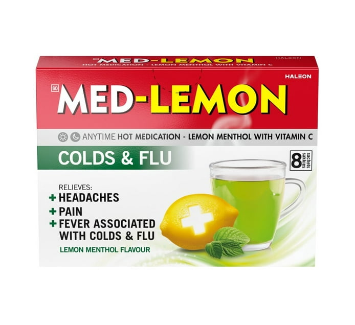 Buy Med-Lemon Hot Medication Lemon Menthol With Vitamin C 8 Sachets in ...