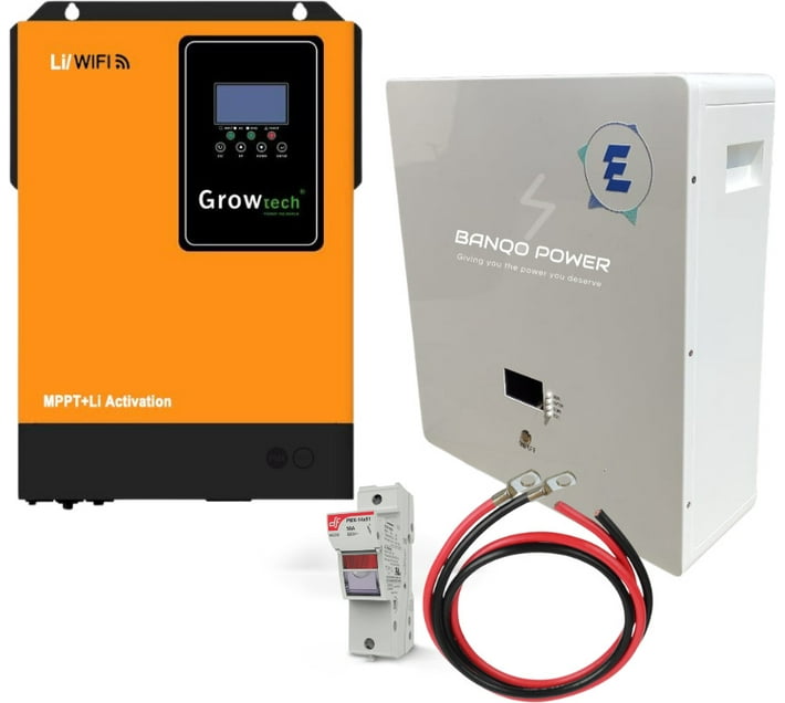 Growtech 5.5kW Inverter| 5.43kWh Banqo E-Series Lithium Battery Combo ...