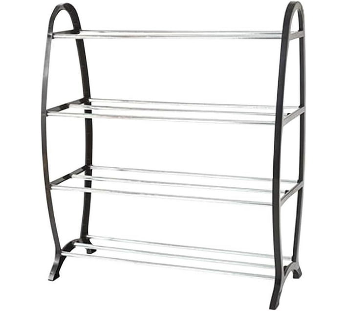 Generic Plastic Shoe Rack (Black, White, 4 Shelves) | Makro