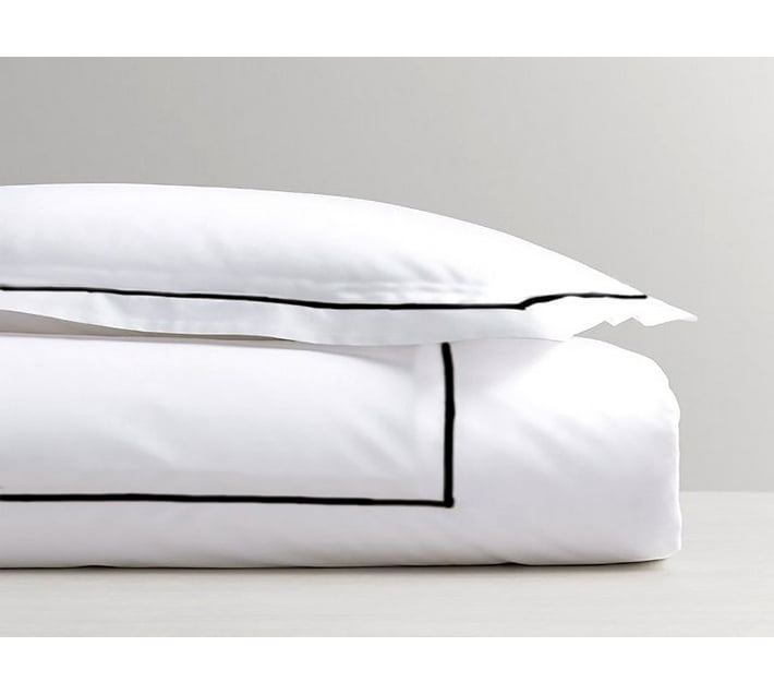 Rey's fine linen Single Cotton Duvet Cover (White, Black) | Makro