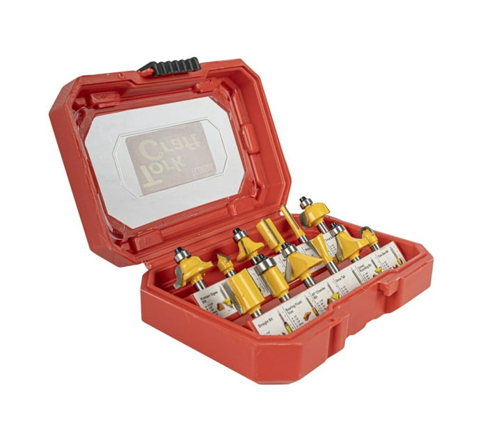 Tork Craft 1/4" 12PC Router Bit Set Shank Hard Case | Makro