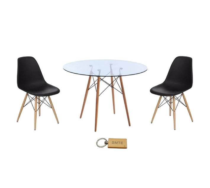Someones In A Makro Glass Table And Wooden Leg Chairs 3 Piece Set Black Smte Keyring Mood