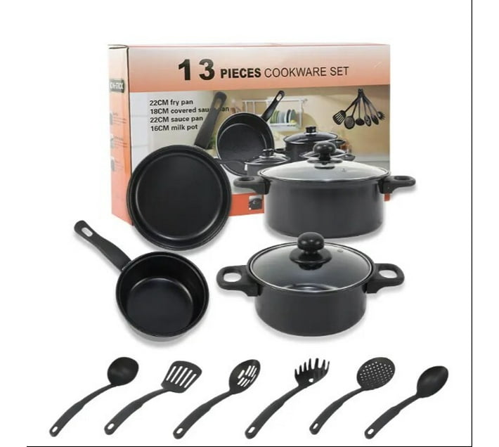 13-Piece 8-1538 Non-Stick Coated Stainless Steel Cookware Set (8 ...