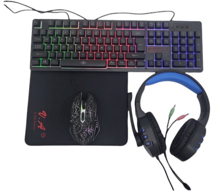 Super electronics JG1200 4 in 1 Gaming RGB Piece Set Wired USB Gaming ...