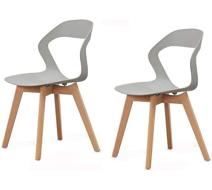 shah Plastic Dining Chair (Set of 2, Finish Colour - Grey) | Makro