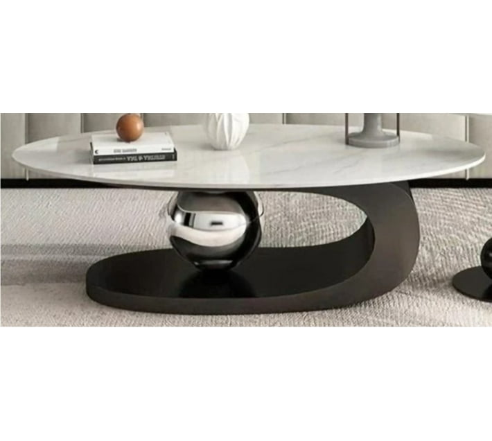 Buy AK Coffee Table 2 in 1 Oval Rock Marble Finish Coffee Table (Finish ...