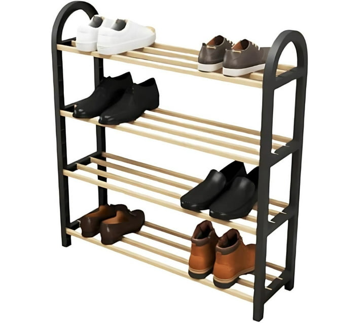 Homemax Plastic Shoe Rack (Black, 4 Shelves) | Makro