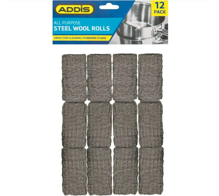 Addis Steel Wool Rolls Stainless Steel Scrub (Regular, Pack of 12) | Makro