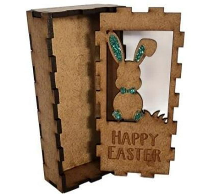 CMG Crafts Easter Bunny Box Boy Wooden Gift Box (Brown) | Makro