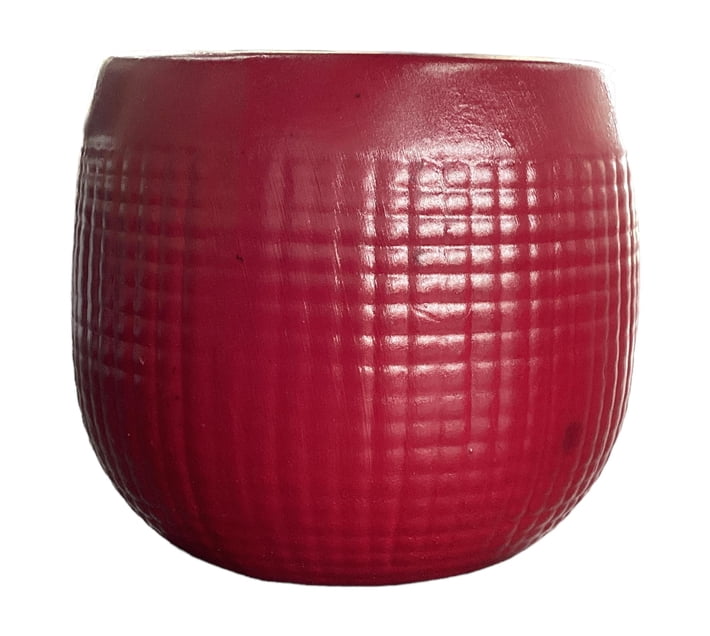 Someone’s in a Makro Red Planter AC 13x13cm Round Gingham Grooved Mood