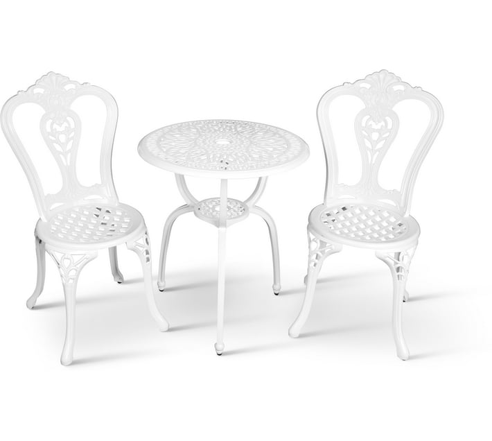 Anray Metal Table & Chair Set (Finish Colour - White, Knock Down) | Makro
