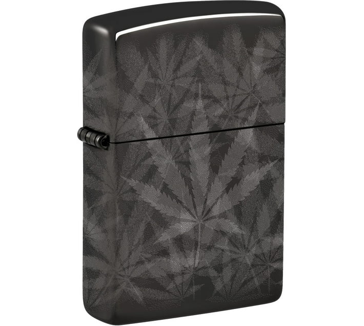 Zippo Cannabis Design Pocket Lighter (High Polish Black) | Makro