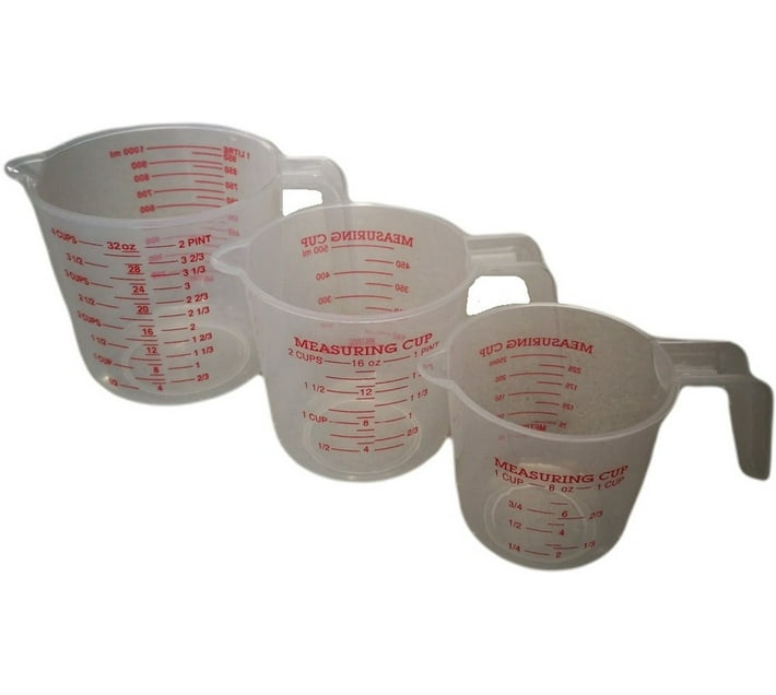 Umlozi Measuring Jug Set of 3 - Transparent Plastic Measuring Cup Set ...