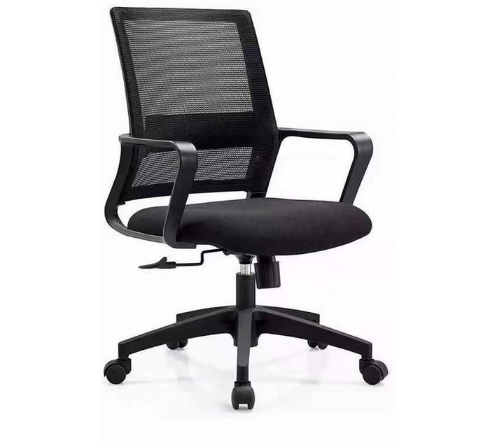 SHAH's AOC Office Adjustable Arm Chair (Black, Pre-assembled) | Makro