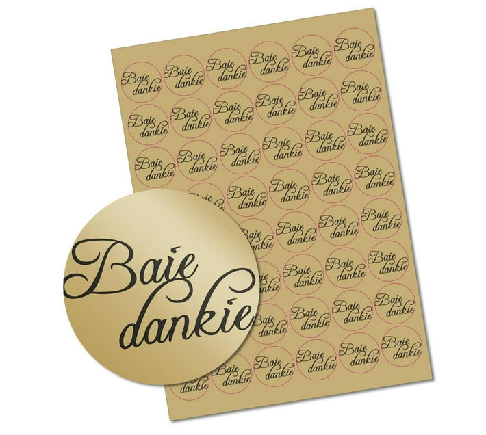 Someone’s in a Makro Redfern Self-Adhesive Gold Baie Dankie Stickers - Afrikaans Mood