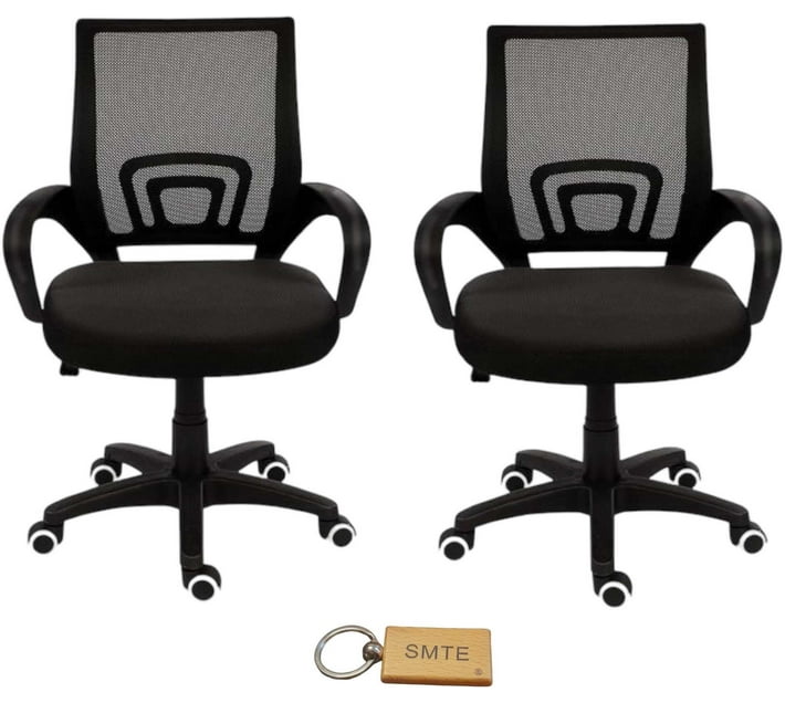 SMTE Ak-888 Office Adjustable Arm Chair (Black, Knock Down) | Makro