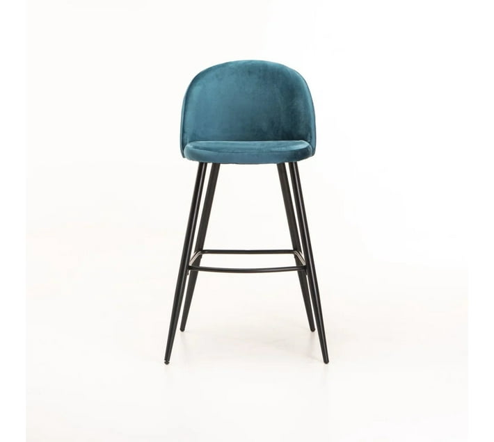 Extreme Velvet Barstool - Blue Metal Bar Stool (Finish Colour - Blue ...