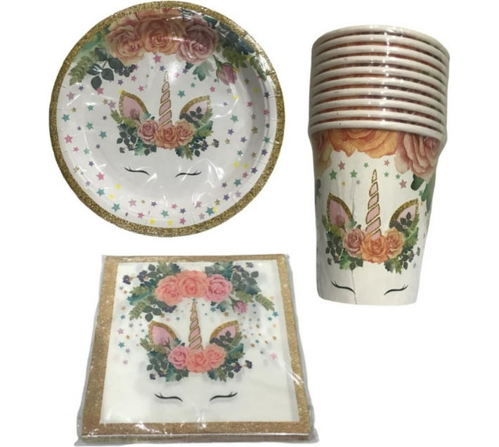 Buzz Fire Paper Unicorn Themed - Paper plates, Paper cups, Serviettes ...