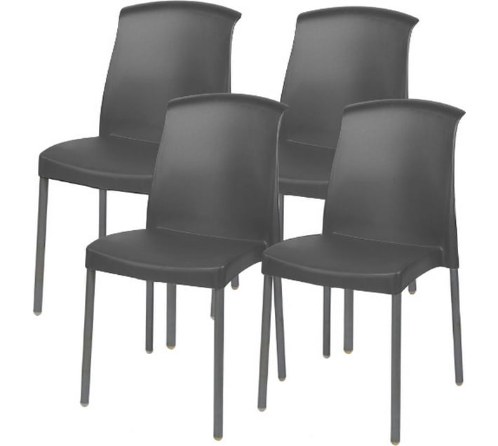 North20 4 Grey Jenny Plastic Patio Dining Chair (Grey, 4, Pre-assembled ...