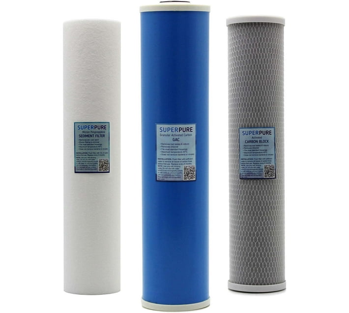 SUPERPURE Replacement 20 inch Big Blue Filter Set - Sediment, Carbon ...