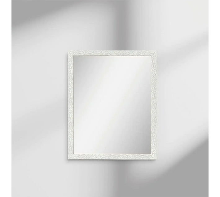 WOODLY Mirror, White, Textured, 600mm x 400mm Bathroom Mirror (Square ...