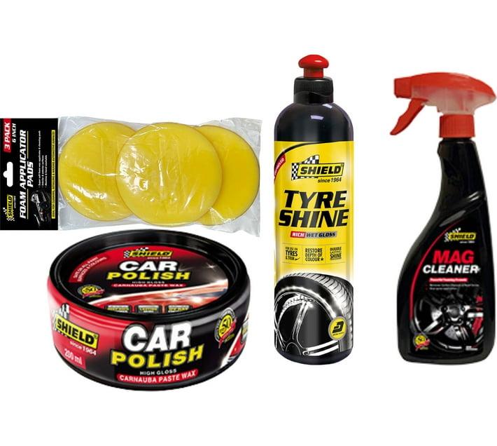 Shield Car Polish Set of 4 Liquid Car Polish for Exterior, Tyres, Trim ...