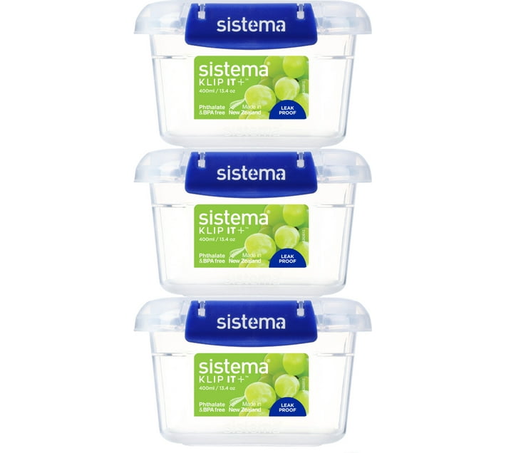 Sistema Plastic Grocery Container - 400 ml (Pack of 3, Blue) | Makro