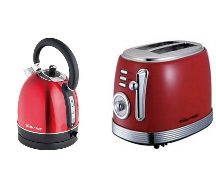 Home Retro Kitchen Combo Toaster and Electric Kettle (1.8 L, Red) | Makro