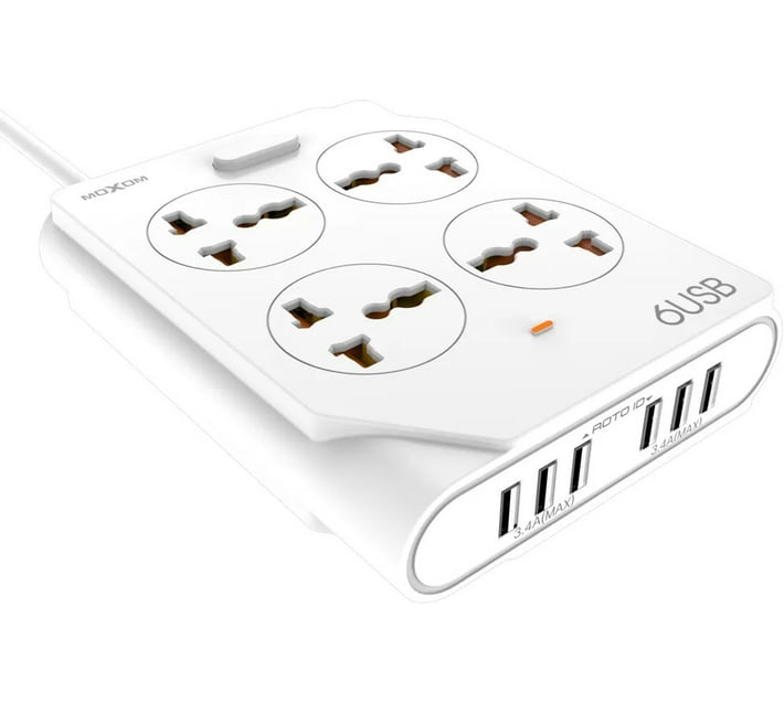 Just Simplified 6 USB Ports 4 Way Extension Cord Socket With Switch ...
