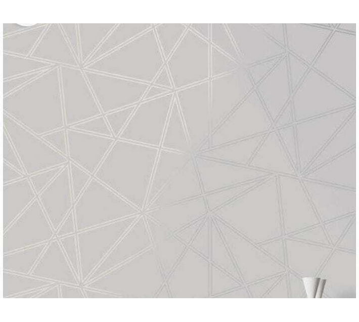 Broad Geometric Wallpaper - Silver (10m x 530mm) 897654 Art & Paintings ...