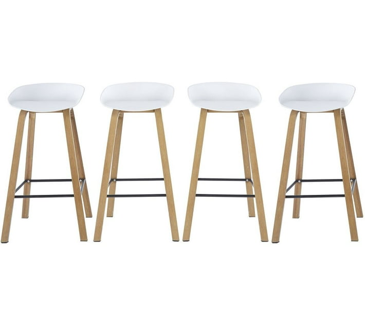 MR FURNITUER Solid Wood Bar Stool (Finish Colour - White, Pre-assembled ...