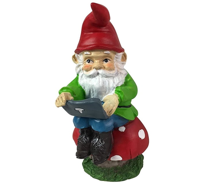 The Good Sport Garden Home Decor Mushroom Computer Nerd Gnome Statue ...