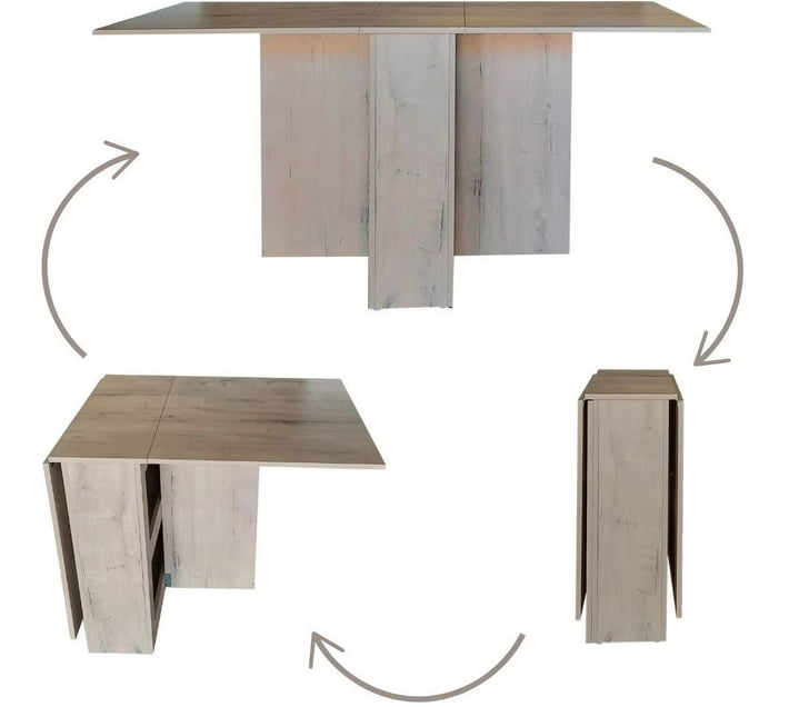 SpaceSave Folding 4 in 1 Console Engineered Wood Multipurpose Table ...