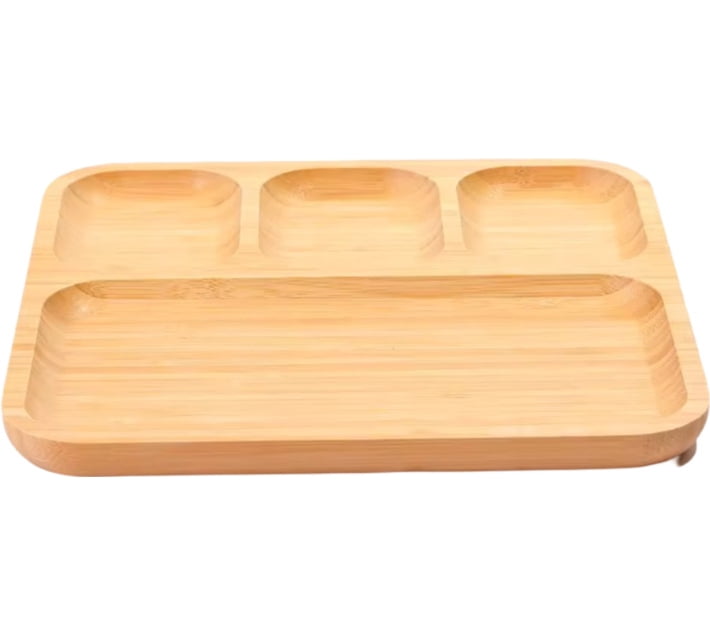 Generic Bamboo Wooden Serving Platter Snack Tray Sectioned Plate | Makro