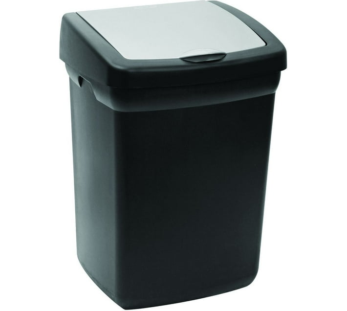 Addis Lift Up Bin 32l Plastic Dustbin (Black, Silver) | Makro