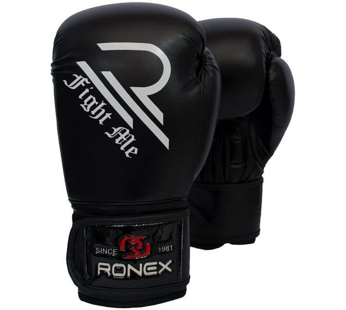 Ronex Boxing Gloves PU Flex Series (Black-White 12oz Boxing Gloves ...
