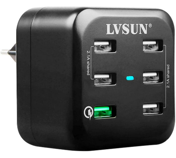 Lvsun USB-6P-CHRG-QC2.0-LV Charger 6- USB 34W 5V-12V QC2.0 Power Plug ...