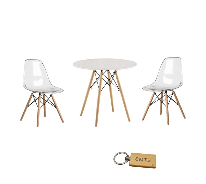 Someones In A Makro 3 Piece Modern Wooden Table And Clear Wooden Leg