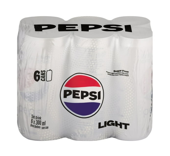 Buy Pepsi Light Soft Drink Can 6 Pack 300ml in Bulk | Makro Business
