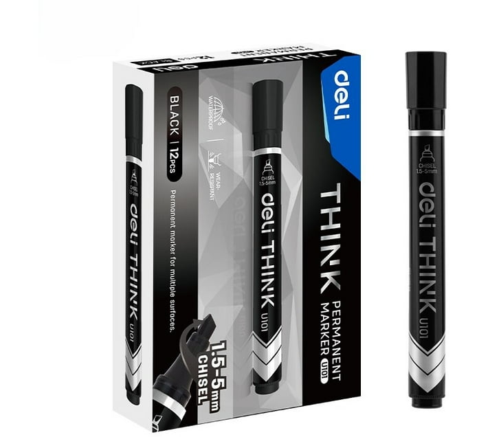 Buy Deli Permanent Marker - 12pcs (Black) in Bulk | Makro Business