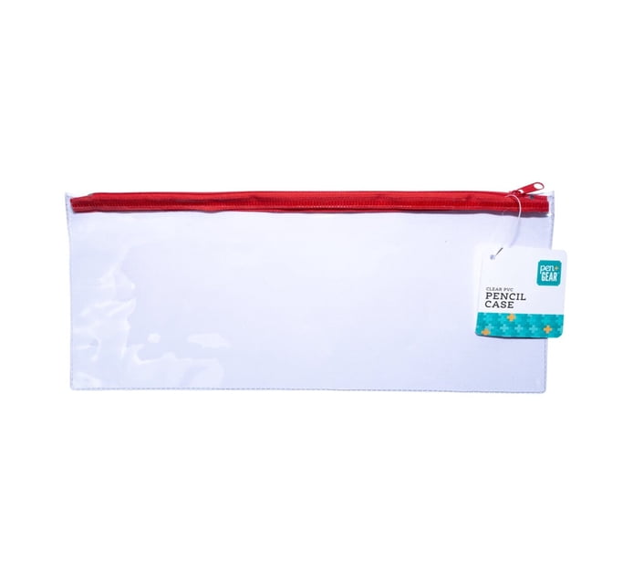 Pen&gear Clear Red Zip Pencil Case Red | Makro