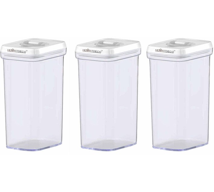 Heartdeco Plastic Utility Container - 1200 ml (Pack of 3, White) | Makro