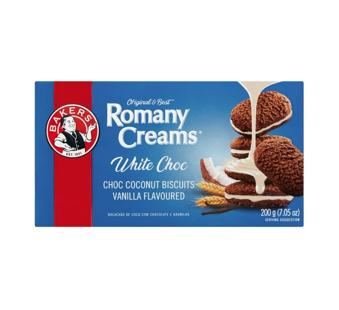 Buy Bakers Romany Creams Vanilla White Chocolate Biscuits 200g in Bulk ...