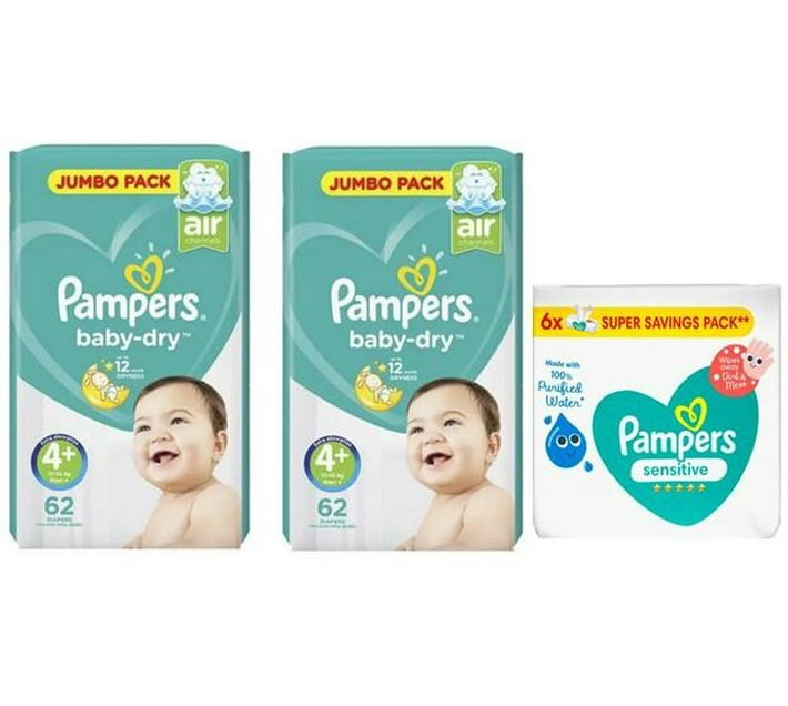 Buy Pampers Active Jumbo Pack Junior Tape Diapers - 4 (62 Pieces) in ...