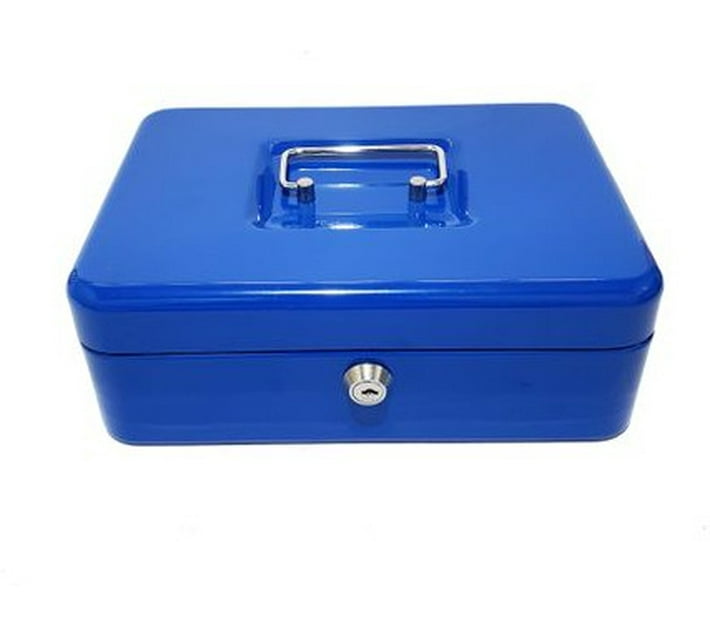 Buy SA TRADE Cash Box - Large Metal with Lock & 2 Keys - Blue Cash Box ...