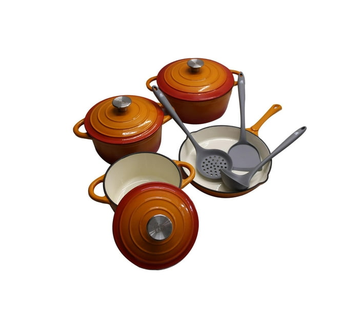 Someone’s in a Makro LMA Orange - 10 Piece Cast-Iron Cookware Pots ...