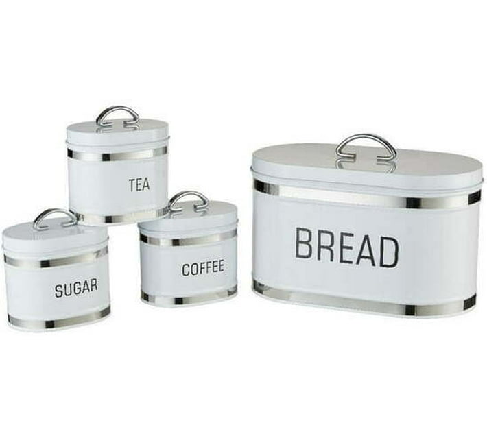 4-Piece Bread Bin and Canister Set Aluminium Colander Kitchen Tool Set ...
