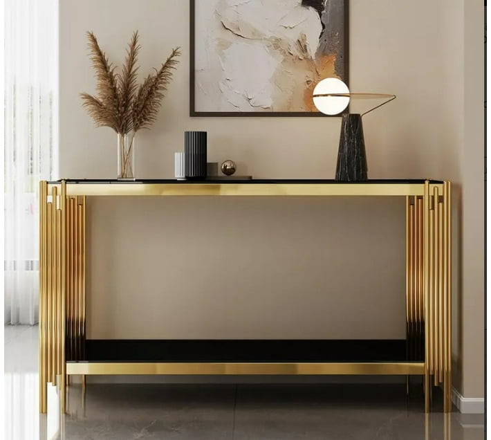 Designer Concepts Royal Console Table -Gold/Black Metal Free Standing ...