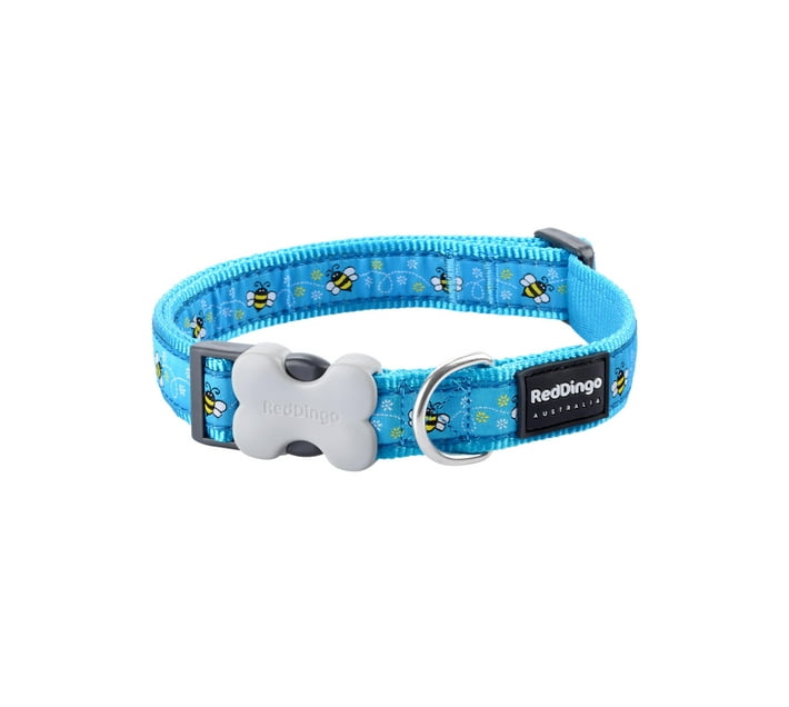 Design Adjustable Dog Collar- XS Bumble Bee Turquoise | Makro